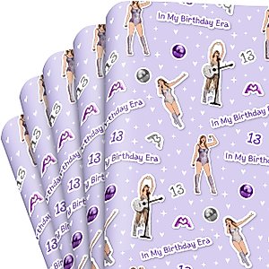 Generic Gift Wrapping Paper, Wrapping Sheets, 5 Sheets, 20X30 inches, Folded flat sheets, Purple, Silver, Birthdays, Events,