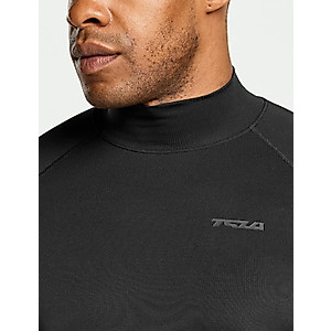 TSLA Men's UPF 50+ Mock Long Sleeve Compression Shirts, Athletic Workout Shirt, Base Layer for Water Sports, Athletic Mockneck Black, Small