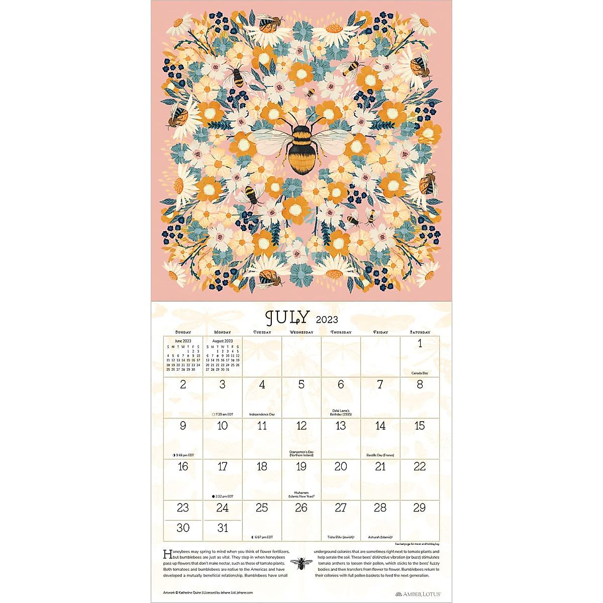 Praise for the Pollinators 2023 Wall Calendar: Nature's Superheroes | 12" x 24" Open | Amber Lotus Publishing