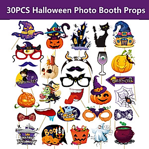 Halloween Party Photo Booth Props Frame, LMSHOWOWO Giant Halloween Inflatable Selfie Photo Frame, with 30 PCS Funny Halloween Photo Booth Props for Men Women Halloween Party Decoration Supplies