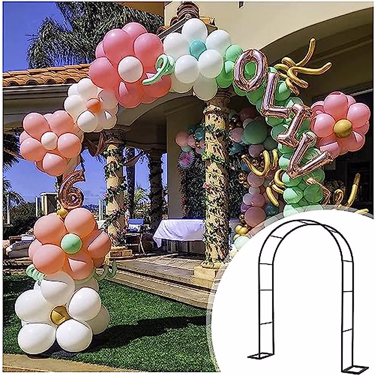 MISKYN Heavy Duty Metal Garden Arch Trellis 1.2M 1.4M 1.8M 2.4M 3M 3.5M Wide Weather-Resistant Rose Arches Wedding Archway Frame, Garden Entrances Decoration Arch Stand,Black,W1.2M*H2.2M