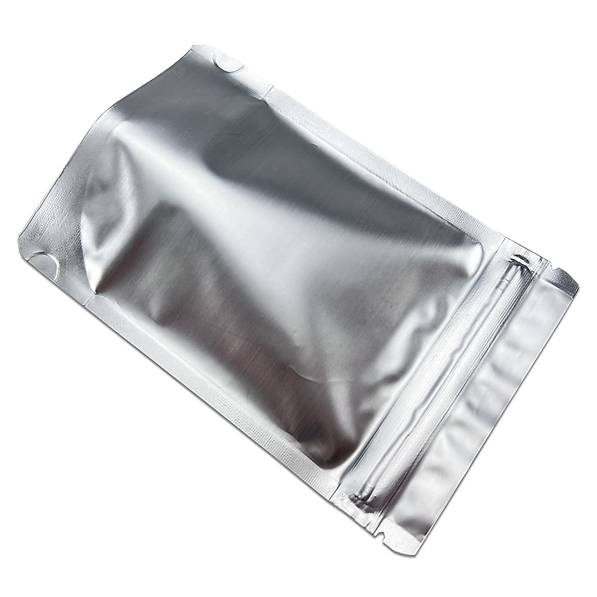 PABCK 50 Pieces 4.3x6.3 inch(Inside Size 3.5x3.9 inch) Stand-Up Resealable Heat Seal Bags 3.55mil Thick Frosted Silver Foil Sealed Bags for Zip Packaging Lock Food Storage Pouch