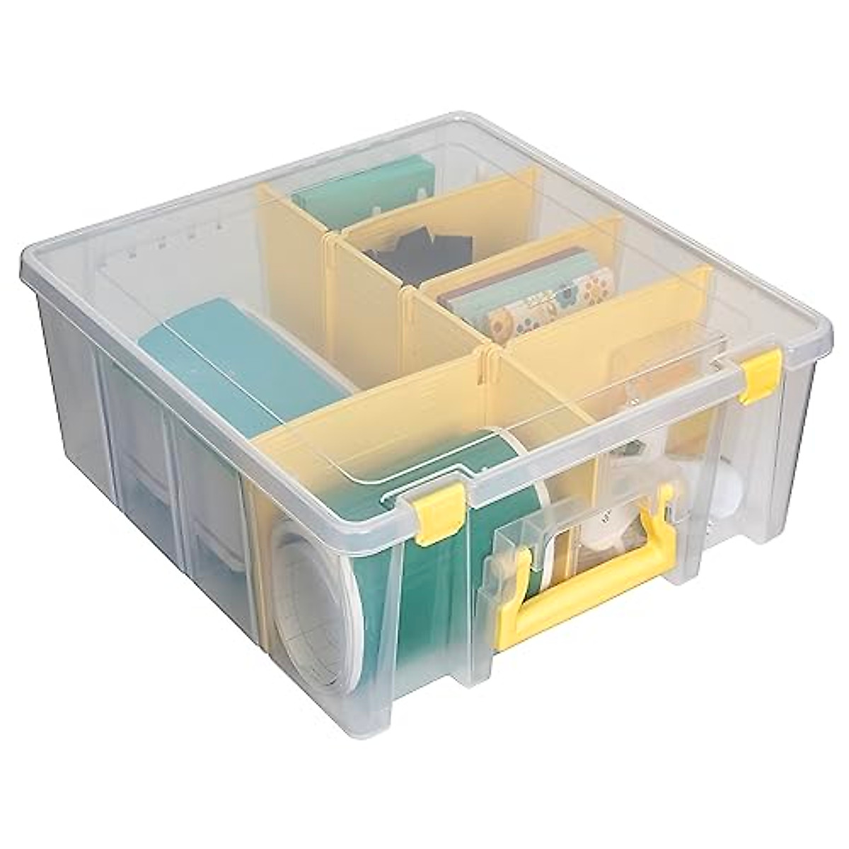 ArtBin Super Satchel Compartment Box - Stackable Durable Art Storage with 8 Removable Compartments, Smart Closure, and Portable Design for Craft Supplies, Threads, Ribbons, Paint Tubes