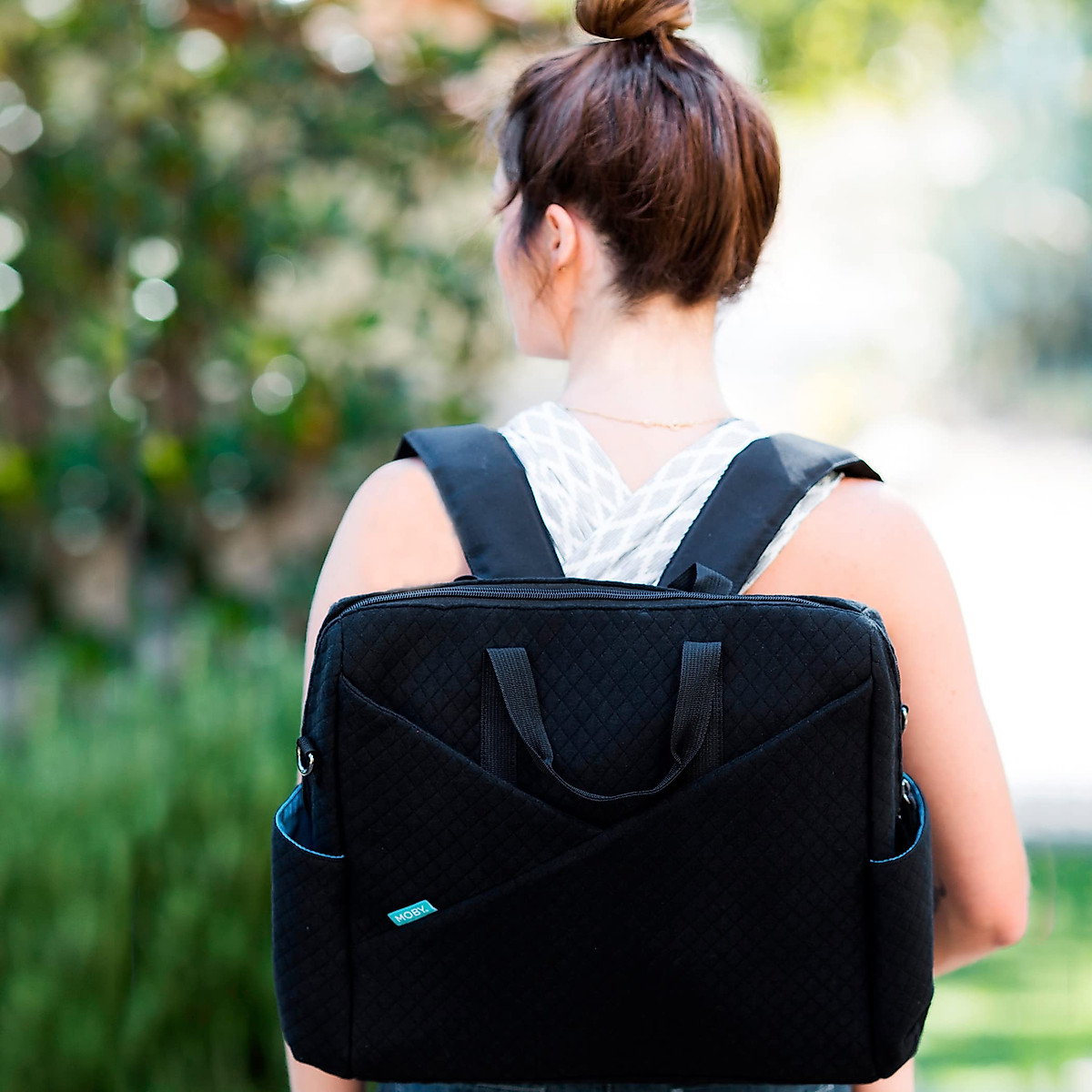 Moby Destination Diaper Bag | Perfect Bag for On-the-Go Parents | Stylish & Sleek Diaper Bag for Mom & Dad | Multi Function Backpack or Messenger Bag - Black