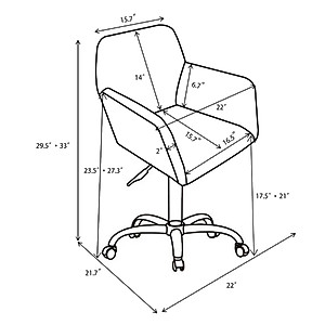 Modern Faux Fur Home Office Chair, Upholstered Faux Fur Makeup Vanity Chair, White Furry Cute Desk Chair with Wheels & Chrome Base, Ergonomic Adjustable Swivel Task Chair for Girls Women Bedroom Study