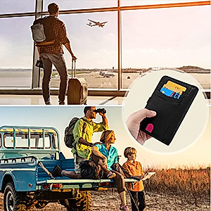 Small Womens Wallet Airtag RFID Blocking Leather – Holds Two Passports for Travel–Compact Bifold Clutch Credit Card Case with ID Window,Wrist Strap - Awesome Anniversary,Birthday Gift Choice - Black