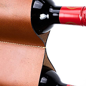 WALBROOK Wall Wine Rack - Leather Wine Rack, Hanging Wine Rack for 6 Bottles, Wine Gifts for Wine Lovers, Wall Mounted Wine Rack and Leather Wine Bottle Holder