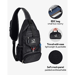 WATERFLY Packable Small Crossbody Sling Backpack Shoulder Chest Bag Daypack for Hiking Traveling