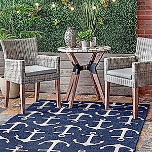 nuLOOM Despina Hand Hooked Indoor/Outdoor Accent Rug, 2' x 4', Navy