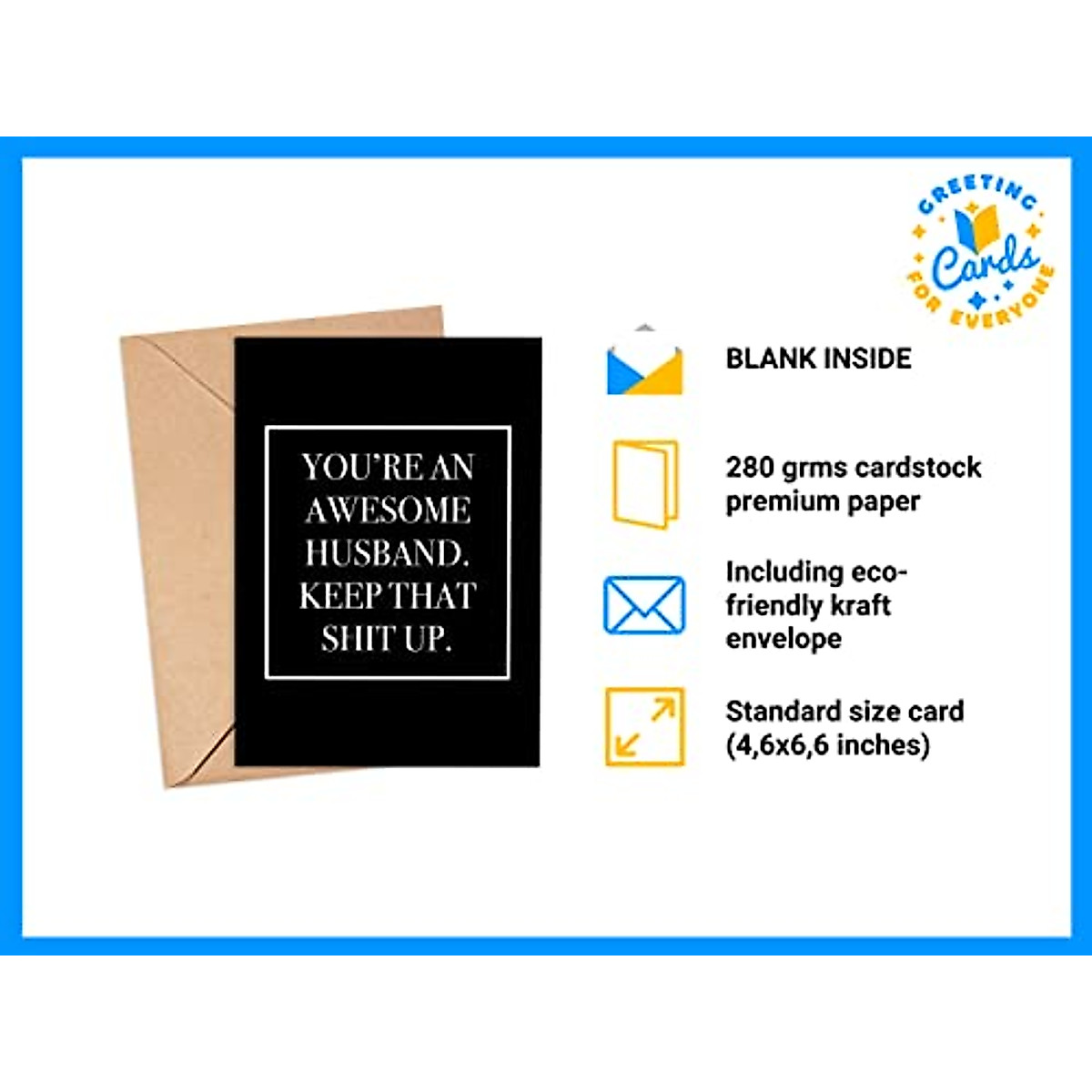 Funny anniversary card for husband | Original and unique joke card for Birthday, Father's Day, Retirement, Valentine's Day, Christmas. | Awesome and fun card for him