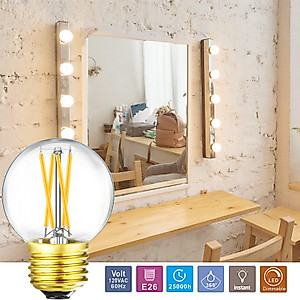 Leools Dimmable Wall sconces Edison Bulb G16.5 4W Equal 40 watt AC120V Clear Glass Soft White 3000K E26 Light Bulb for Pendant,Chandeliers,Vanity, 400lm 6Pack