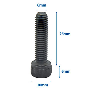 Augiimor 30PCS M6 x 25mm Socket Head Cap Screws 1mm Pitch Alloy Steel, Black Oxide Hexagon Socket Cap Head Bolts Screws