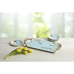 Fitz and Floyd Toulouse Handled Serving Tray, 14 Inch, Blue