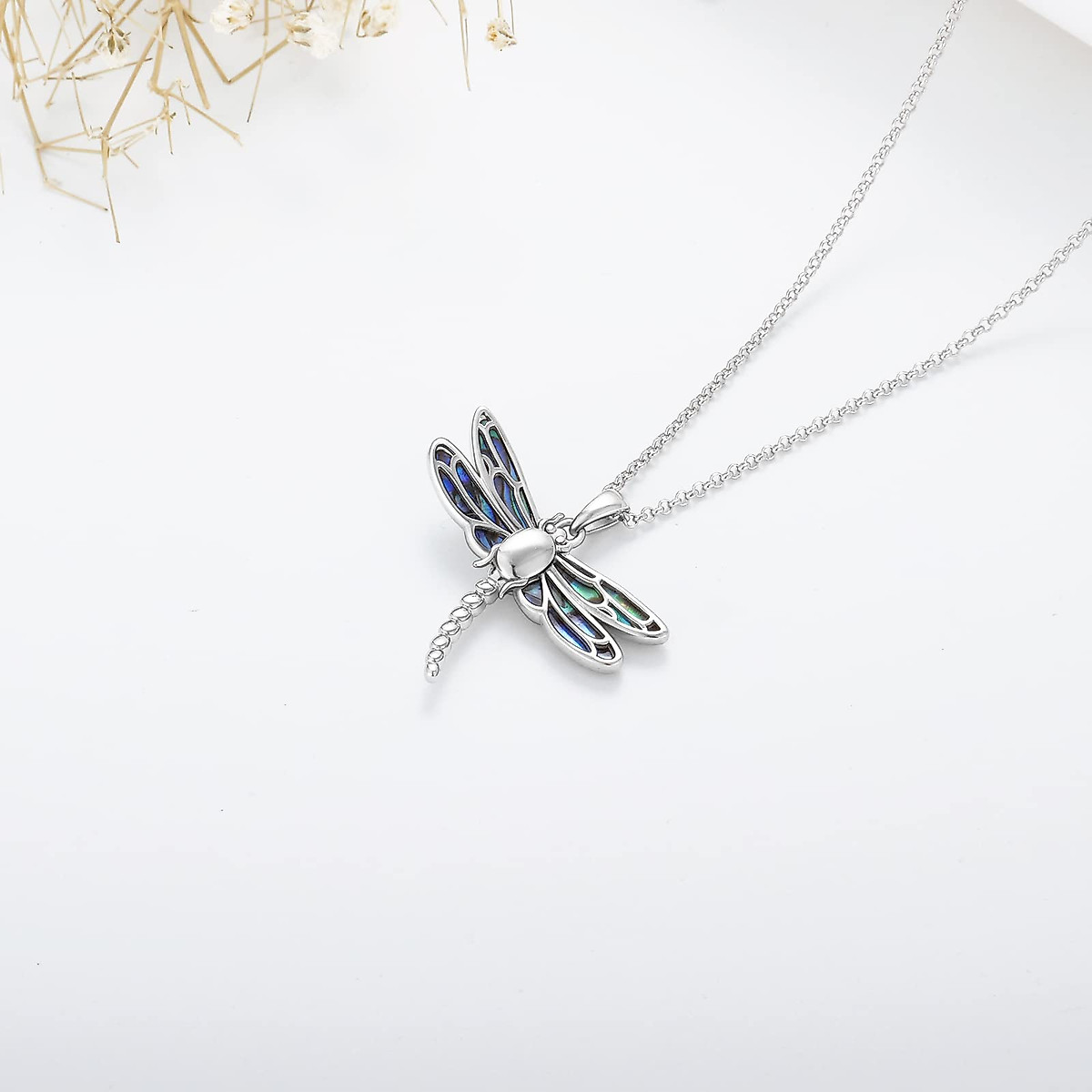 PELOVNY Cremation Jewelry for Ashes 925 Sterling Silver Dragonfly Necklace for Ashes Urn Memorial Keepsake Jewelry Gift for Women Her