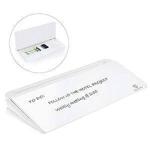 Small Glass Desktop Whiteboard Dry-Erase-Board - Computer Keyboard Stand White Board Surface Pad with Drawer, Desk Organizers with Accessories for Office, Home, School Supplies
