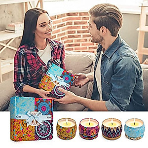 4 Pack Scented Candles Set, Aromatherapy Candle Gifts for Women, 4.4 oz 120H Burning Long Lasting Candles for Home Scented, Stress Relief Candle Set for Mother's, Birthday, Valentine, Christmas Day