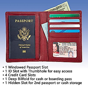 RFID Passport Wallet Travel Organizer - 2 Passport Holder - Slim Leather Bifold