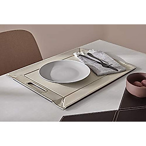FreeForm Reversible Faux Leather Tray, Black/Taupe, 45x35cm