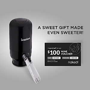 Ivation Wine Aerator & Dispenser with Flexible Tube | Electric Battery-Operated Universal Wine Bottle Spout with Automatic Button Dispenser, Aeration Control, Integrated LED Light & Removable Rod