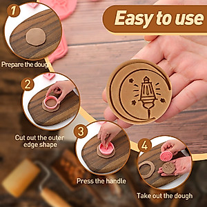 16 Pieces Eid Mubarak Cookie Cutters with Plunger Stamps Set Ramadan Islamic Muslim Biscuit Mold Star Lantern Moon 3D Cookie Stamper Mini Ramadan Plastic DIY Cookie Tools for Baking Fondant Supplies