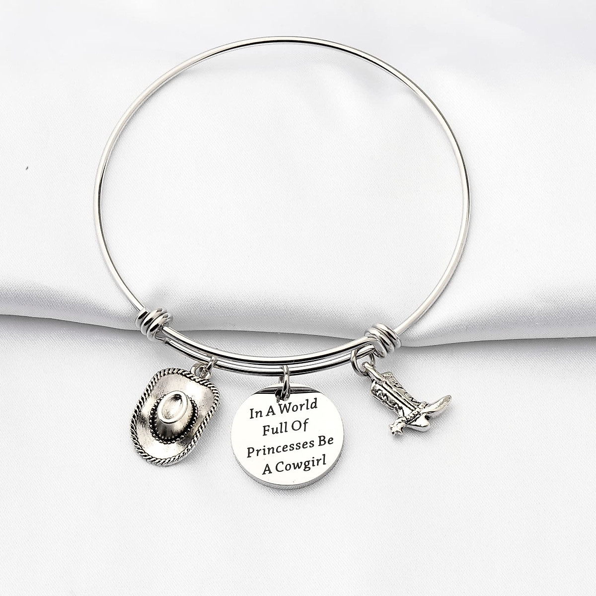 bobauna Cowgirl Boot Bracelet Country Western Jewelry In A World Full Of Princesses Be A Cowgirl Equestrian Gift (cowgirl bracelet)