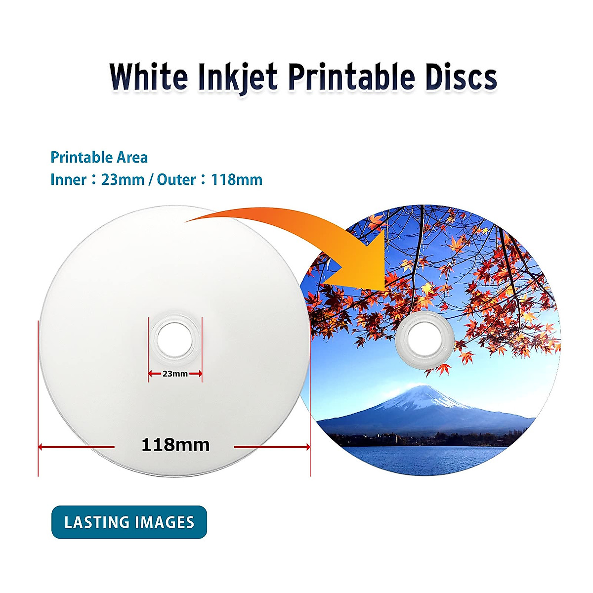 HIDISC TY Series Digital Audio Music CD-R 52X 700MB White Inkjet Printable - 100 Cake Box