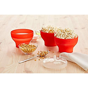 Lékué Mini Microwave Popcorn Maker, Set of 2, Red