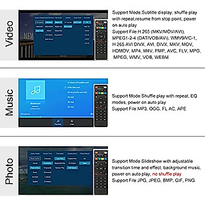 4K Media Player with Remote Control, Digital MP4 Player for 8TB HDD/USB Drive/TF Card/H.265 MP4 PPT MKV AVI Support HDMI/AV/Optical Out and USB Mouse/Keyboard-HDMI up to 7.1 Surround Sound (Black)
