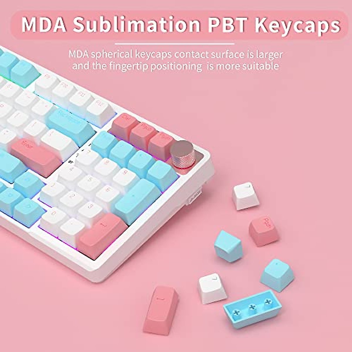NACODEX AK966 96 Key Hot Swappable Gasket Mount Keyboard | Amazing 10000mAh Bluetooth /2.4G /Wired PC Gaming Custom Keyboard with Kailh MX Cream Switch | Knob Control | MDA PBT Keycaps
