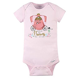 Gerber Baby Girls' 4-Pack Short Sleeve Onesies Bodysuits, Princess Pink, 18 Months