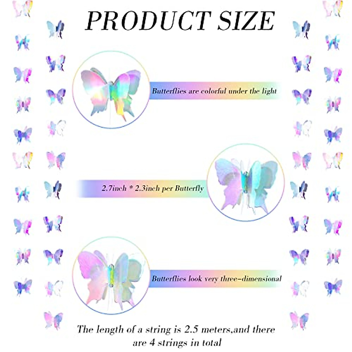 3D Butterfly Hanging Garlands Butterfly Laser Paper Party Streamers Decoration for Wedding Home Party Birthday Decorations Butterfly Baby Shower Decorations (4 Pieces)