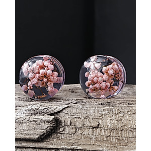 Jewseen 2PCS Flower Ear Plugs Wedding Ear Gauges Resin Gauges 2g to 1'' Double Flared Flesh Ear Tunnels Resin Plugs Resin Tunnels Flower Gauges for Ear Body Piercing Jewelry for Women Men