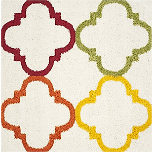 SAFAVIEH Kids Shag Collection 8' x 10' Ivory/Multi SGK563A Rainbow Moroccan Non-Shedding Living Room Bedroom Dining Room Entryway Plush 2-inch Thick Area Rug