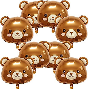 8Pcs Bear Balloon Farm Animal Balloons, Cute Bear Shaped Brown Balloons Foil Balloons for Baby Shower Decorations Animal Birthday Party Jungle Theme Party Decoration, Birthday Party Decor Supplies