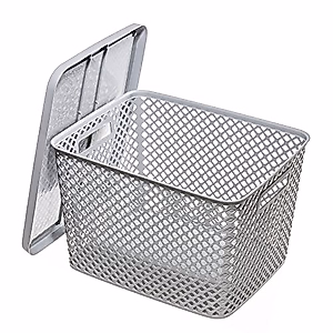 LYLSTE extra large decorative plastic storage basket with lid (Gray), YST-010
