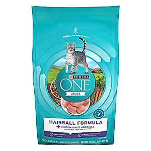 Purina ONE Natural Cat Food for Hairball Control, +PLUS Hairball Formula - 3.5 lb. Bag