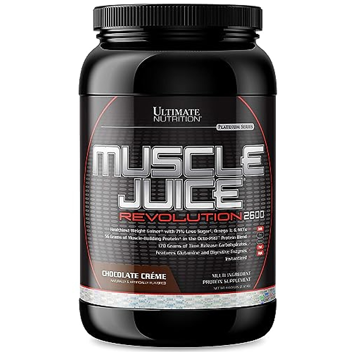 Ultimate Nutrition Muscle Juice Revolution 2600 Weight Gainer, Intestinal Health, Muscle Recovery with Glutamine, Micellar Casein and Time Release Complex Carbohydrates, Chocolate Powder, 4.69 Pounds