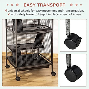 ACQUIRE Rabbit Chinchilla Hamster Cage with 4 Universal Wheels and Multiple Platforms - Silver Grey