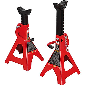 BIG RED T43002A Torin Steel Jack Stands: Double Locking, 3 Ton (6,000 lb) Capacity, Red, 1 Pair