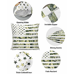 applebless Set of 2 Throw Pillow Covers Square for Home Decor, Camo 18x18 Inch Cotton Reversible Pillow Case Sofa Soft Cushion Cases for Bedroom Couch Bed Car Chair