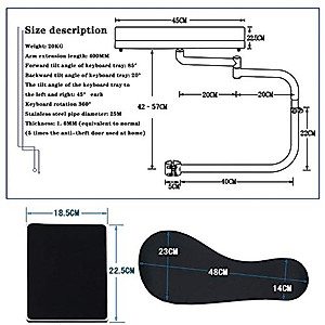 Laptop Mouse Stand Mount Workstation Video Game Chair or Round Bar Mounted Keyboard Tray PC Platform Armrest Wrist Rest Pad 360° Adjustable Fall Prevention Home Office Computer Furniture supplies gift