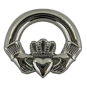 Silver Irish Claddagh Ring Lapel Pin