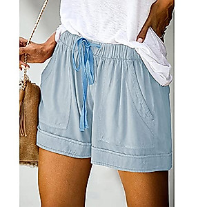 Crop Tops Short Sleeve for Women Elastic Womens Drawstring Casual Comfy Waist Pocketed Pants Splice Shorts Loose Pants