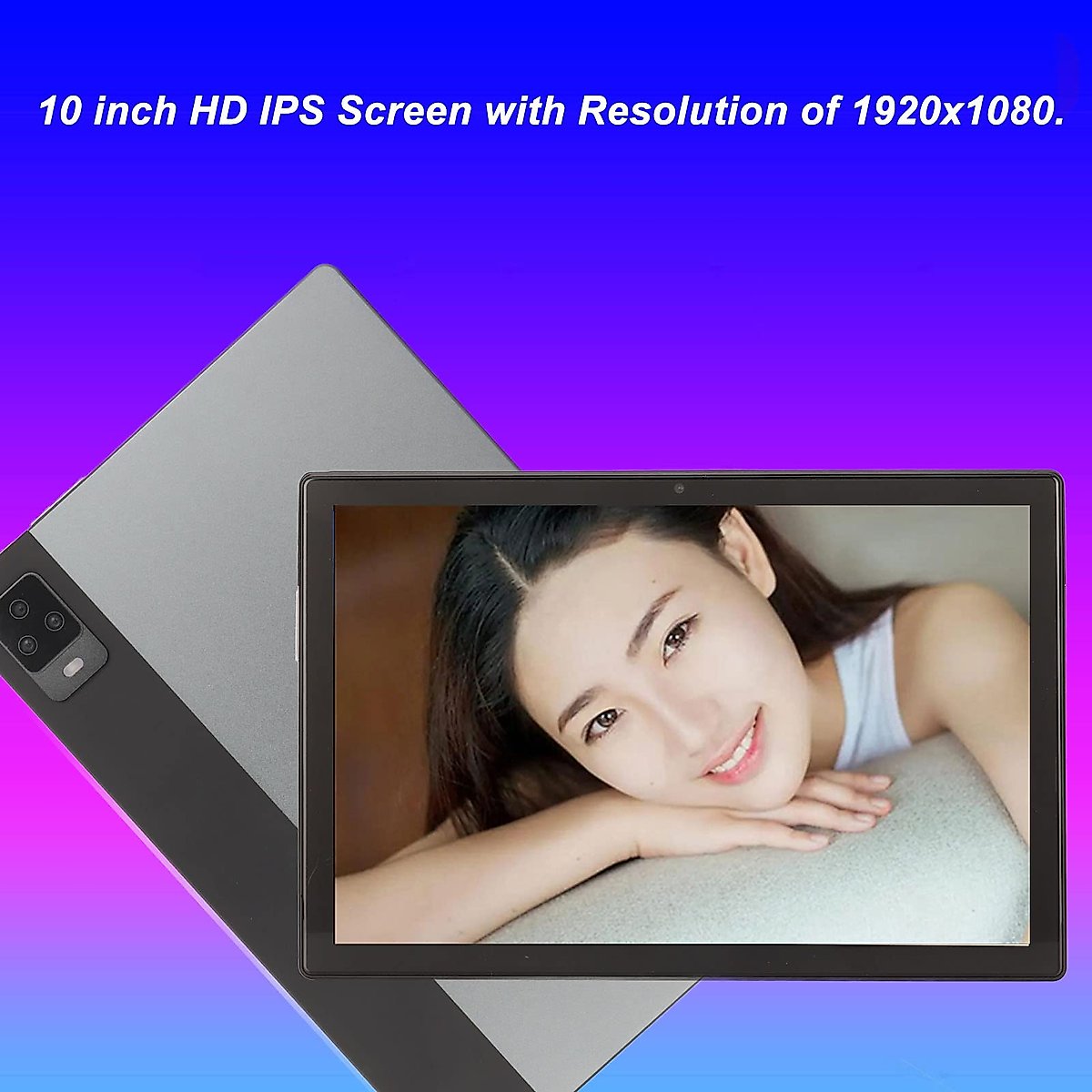 GLOGLOW Tablet PC, 10 Inch Tablet 8MP Front 16MP Rear 100-240V IPS Screen Night Reading Mode for Android 12 for Reading (US Plug)