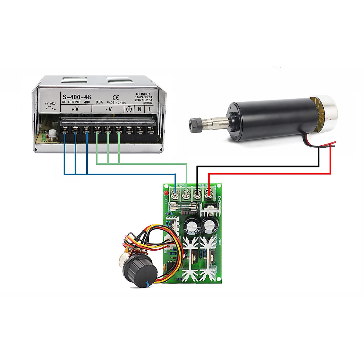 RATTMMOTOR CNC 500W Spindle Motor ER11 500 Watt Air Cooled Spindle Motor 52mm DC 48V 12000RPM 600mN.m for DIY Mini CNC Router Engraver Milling Machine
