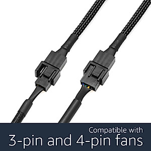 CRJ Micro 4-Pin GPU Dual Fan Adapter Cable - 6-inch (15cm), Black Sleeved - Micro PH (2.0mm) 4-Pin PWM Graphics Card Fan Adapter Cable for Connecting Two 3-Pin & 4-Pin PC Fans