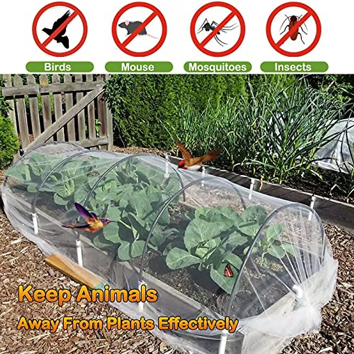 10x50FT Garden Netting,Fine Garden Mesh Netting Pest Barrier Bird Netting Mosquito Net Garden Bed Row Cover Nylon Net Fabric for Vegetables Plants Fruit Trees Flowers (10x50FT)