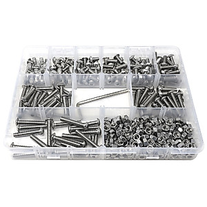 iexcell 360 Pcs M5 x 6/8/10/12/14/16/20/25/30 Stainless Steel 304 Hex Socket Button Head Cap Screws Bolts Nuts Assortment Kit