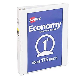 Avery Mini Economy View Binder with 1 Inch Round Ring, 5.5 x 8.5 inches, White, 1 Binder (5806)