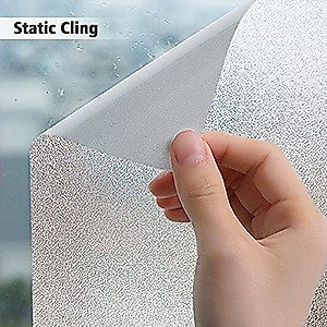 Instruban Window Privacy Film Frosted Glass Covering for Bathroom Opaque Static Cling Heat Control Door Sticker for Office Living Room Non-Adhesive - Matte Pure, 17.5 x 78.7 inches